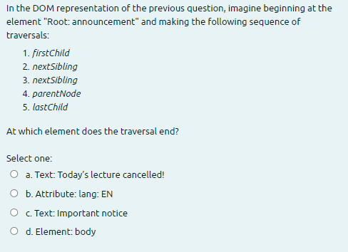 Solved Consider the following DOM representation. Root: | Chegg.com