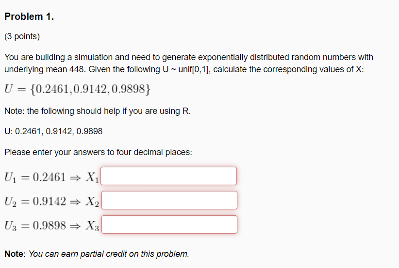 Solved (3 points) You are building a simulation and need to | Chegg.com
