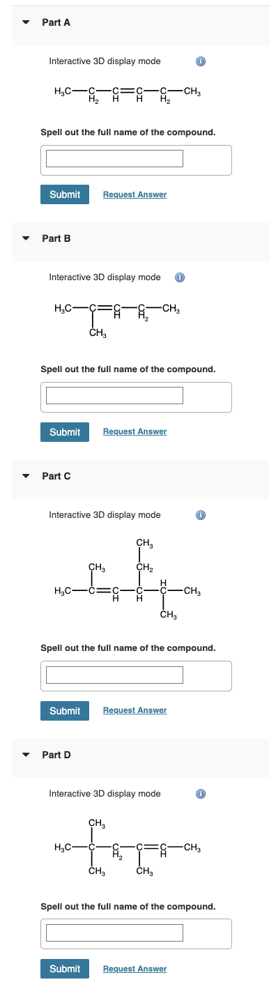 Solved Name each of the following alkenes. Spell out the | Chegg.com