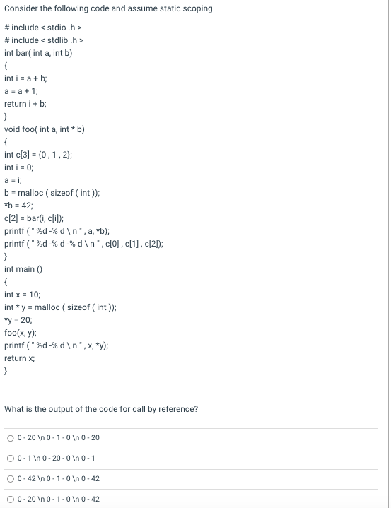 Solved Consider the following code and assume static scoping | Chegg.com