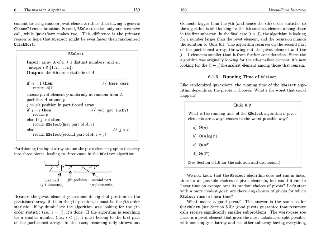 Solved 6 1 The Rselect Algorithm 159 160 Linear Time