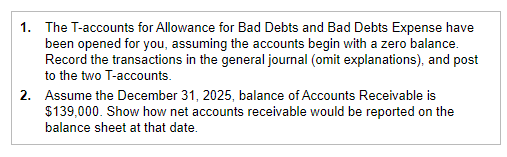 Solved Allowance for Bad Debts Bad Debts Expense1. The | Chegg.com