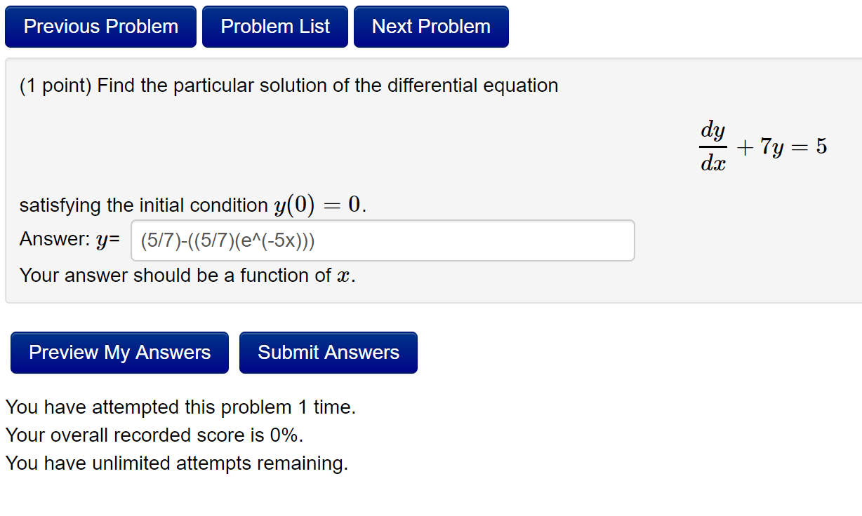 Solved Previous Problem Problem List Next Problem 1 Point 7208