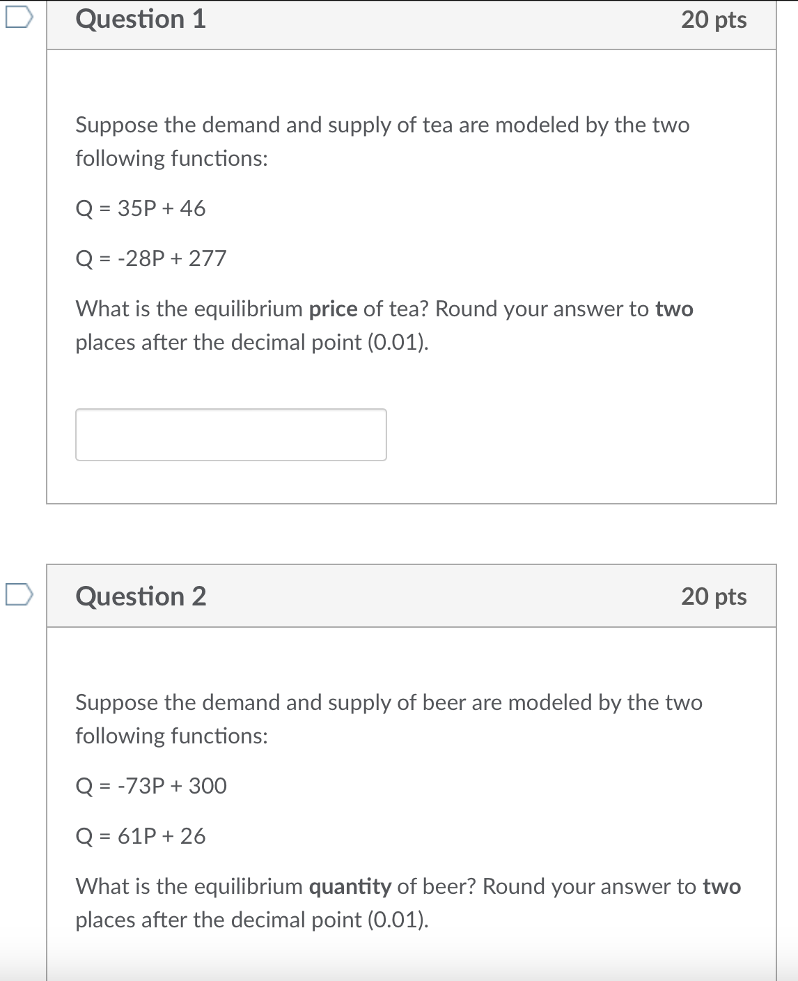 Solved Suppose the demand and supply of tea are modeled by | Chegg.com