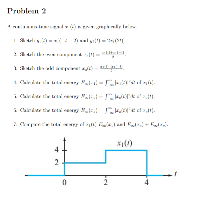 Solved A continuous-time signal x1(t) is given graphically | Chegg.com