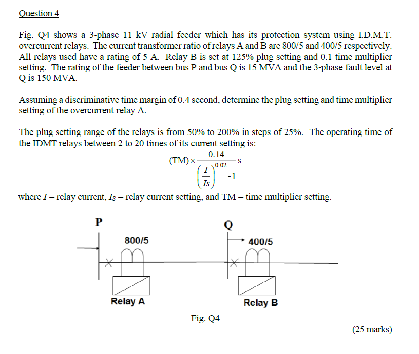 Solved Question 4 Fig. Q4 shows a 3-phase 11kV radial feeder | Chegg.com