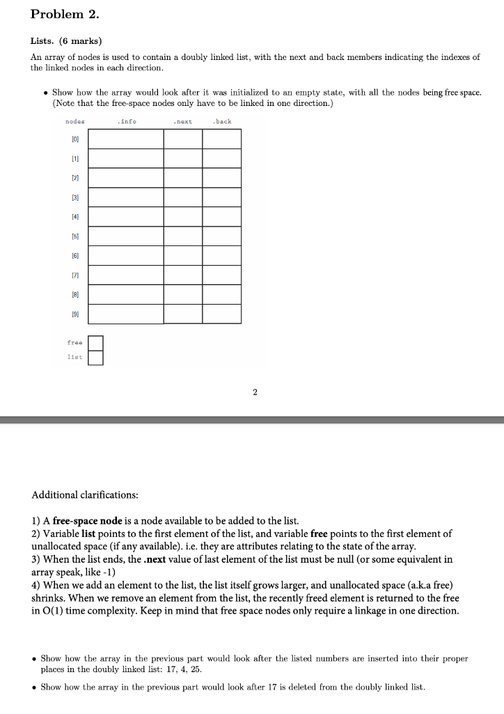 Solved Lists. (6 marks) An array of nodes is used to contain | Chegg.com