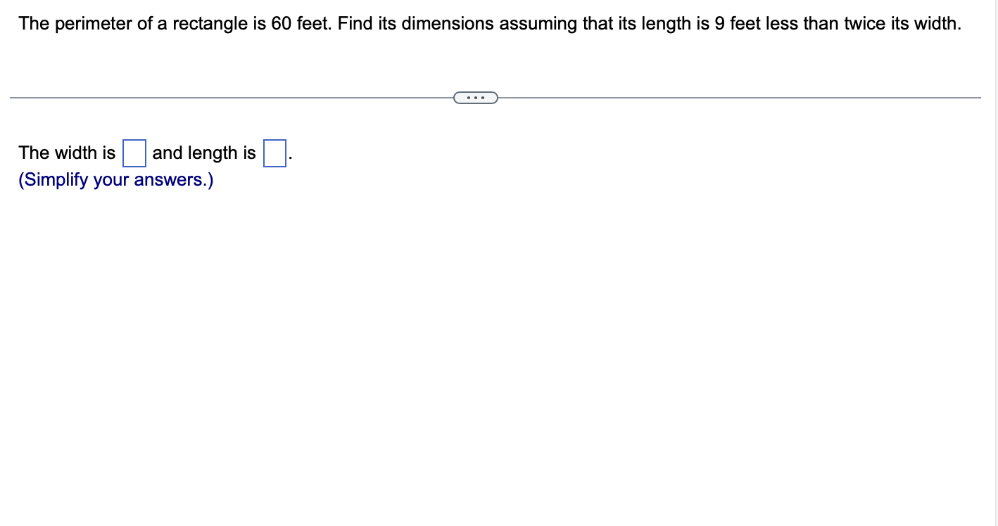 Solved The perimeter of a rectangle is 60 feet. Find its | Chegg.com