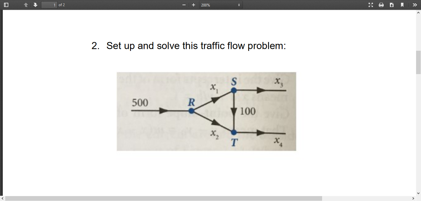 Solved 1 of 2 200% 2. Set up and solve this traffic flow | Chegg.com