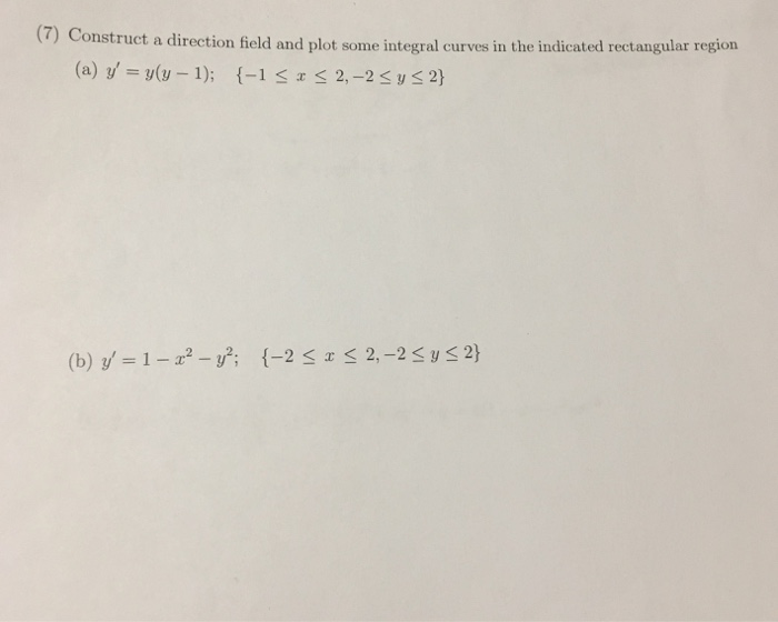Solved (7) Construct a direction field and plot some | Chegg.com