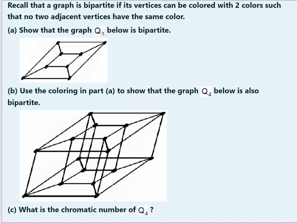 Solved Recall that a graph is bipartite if its vertices can | Chegg.com