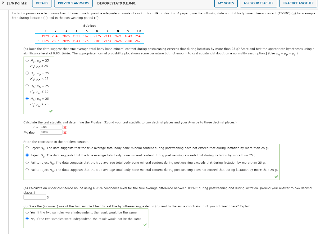 Solved 2. (3/6 Points] DETAILS PREVIOUS ANSWERS DEVORESTAT9 | Chegg.com