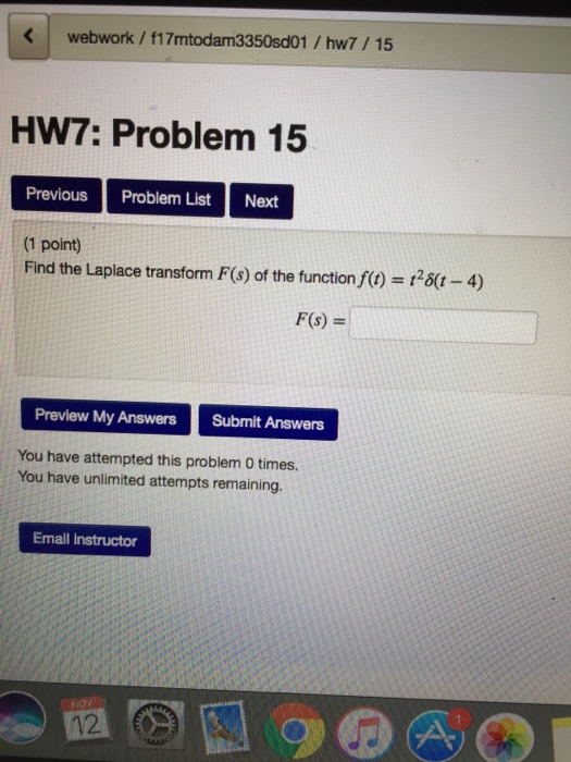 Solved webwork/ f17mtodam3350sd01 / hw7/15 HW7: Problem 15 | Chegg.com