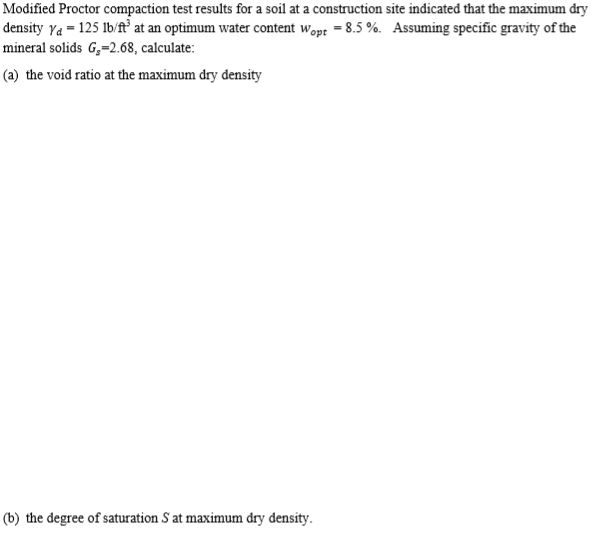 Solved Modified Proctor compaction test results for a soil | Chegg.com