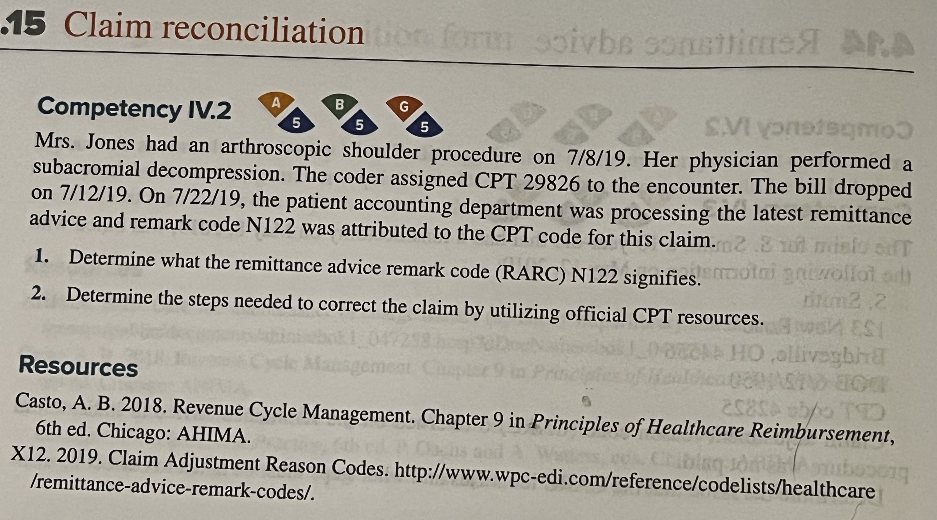 Solved Claim Reconciliation Domain IV Revenue Cycle | Chegg.com