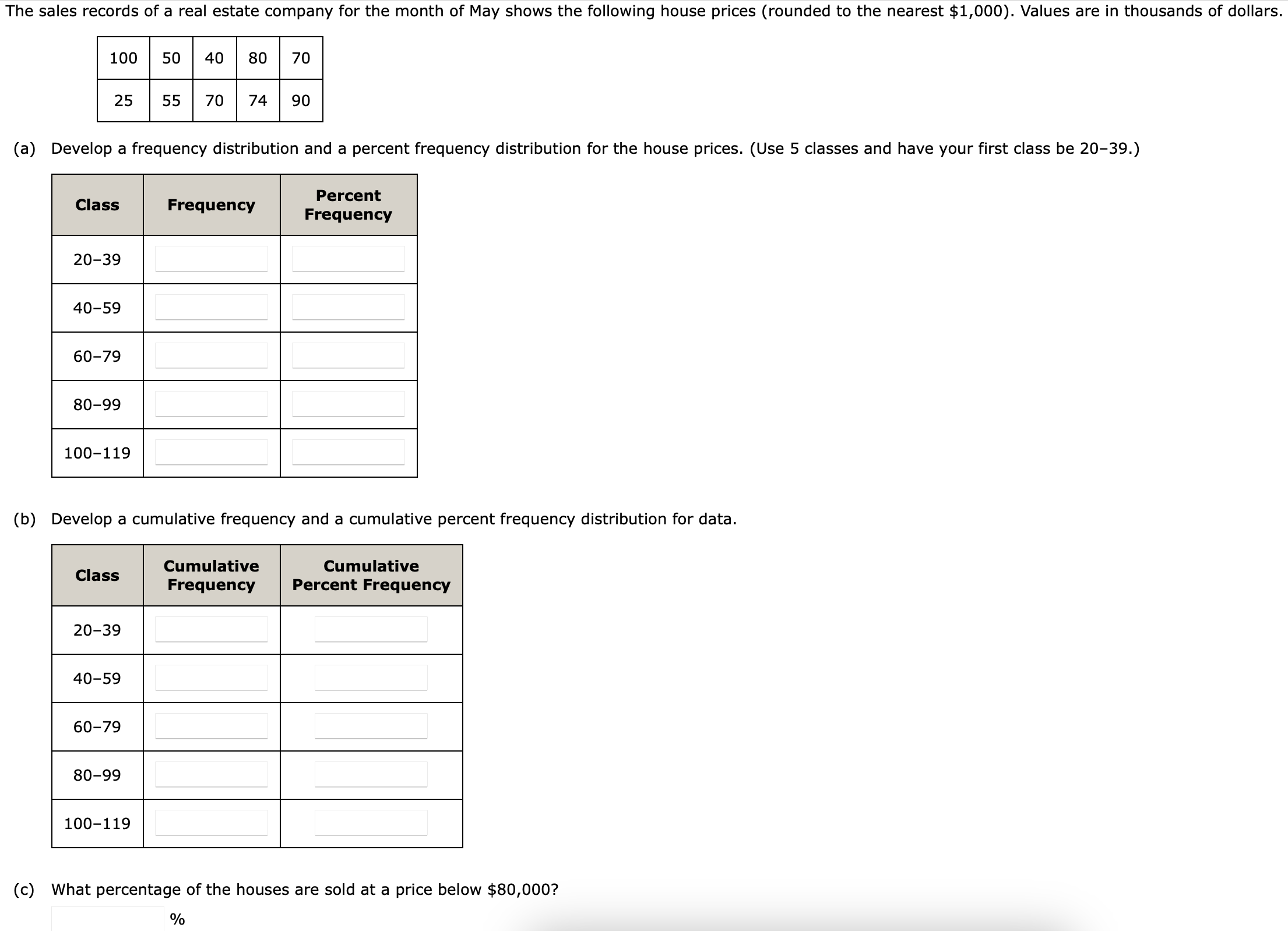 Solved Develop a frequency distribution and a percent | Chegg.com