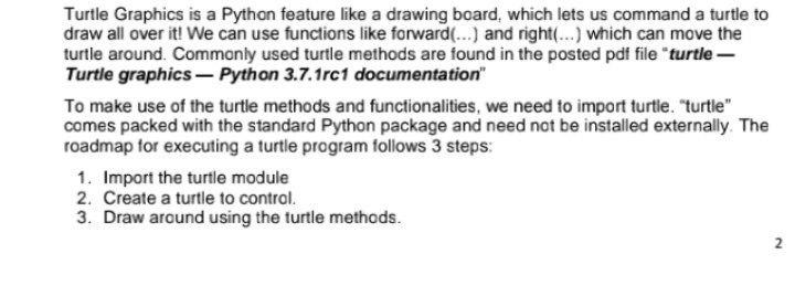 Solved Turtle Graphics Is A Python Feature Like A Drawing Chegg