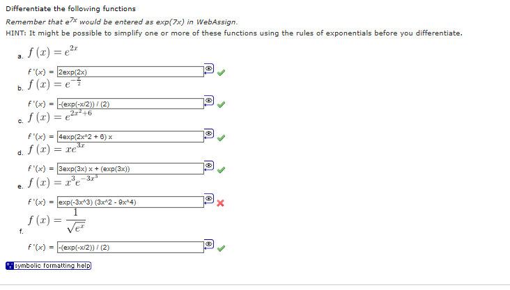 Solved Differentiate the following functions Remember that | Chegg.com
