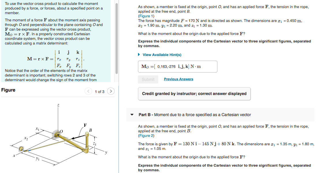 Solved To use the vector cross product to calculate the | Chegg.com