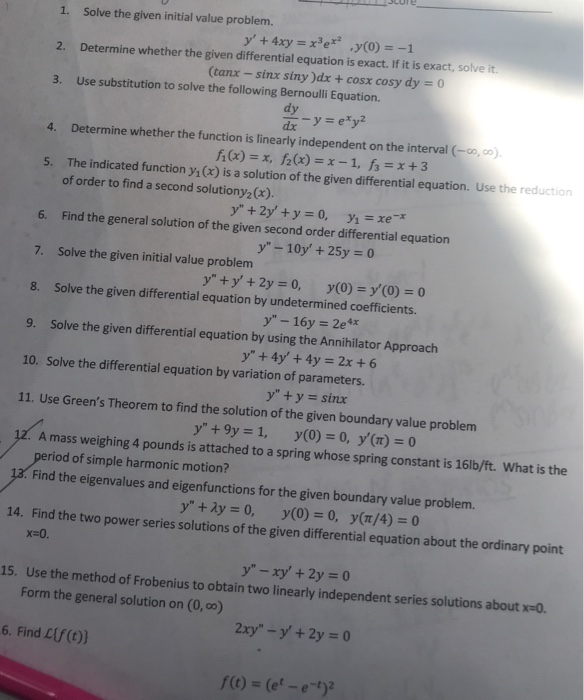 Solved Solve the given initial value problem. Determine | Chegg.com