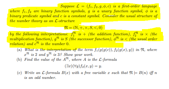 Solved Suppose C (f1, f2,9,6,c) is a first-order language | Chegg.com