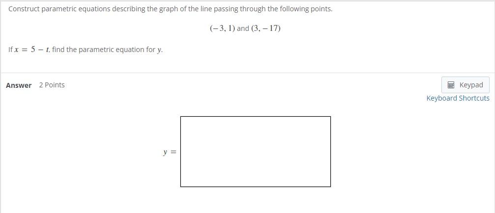 Solved Construct parametric equations describing the graph | Chegg.com
