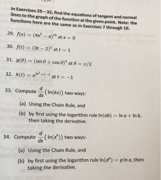 Solved In Exercises 29-32, find the equations of tangent and | Chegg.com