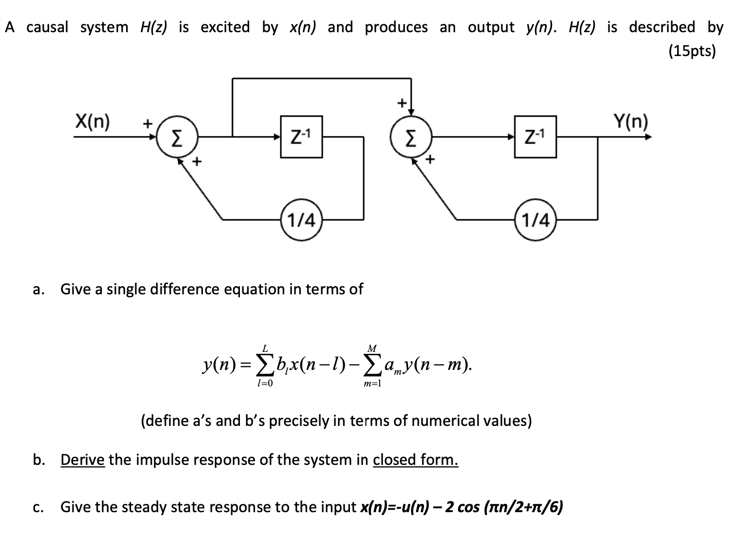 Solved A causal system H(z) ﻿is excited by x(n) ﻿and | Chegg.com