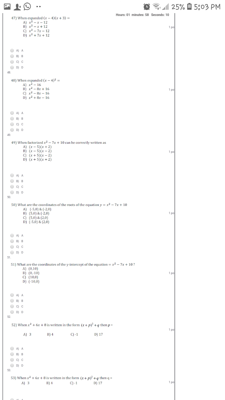 Solved 25% 05:02 PM Hours: 01 minutes: 58 Seconds: 46 32) | Chegg.com