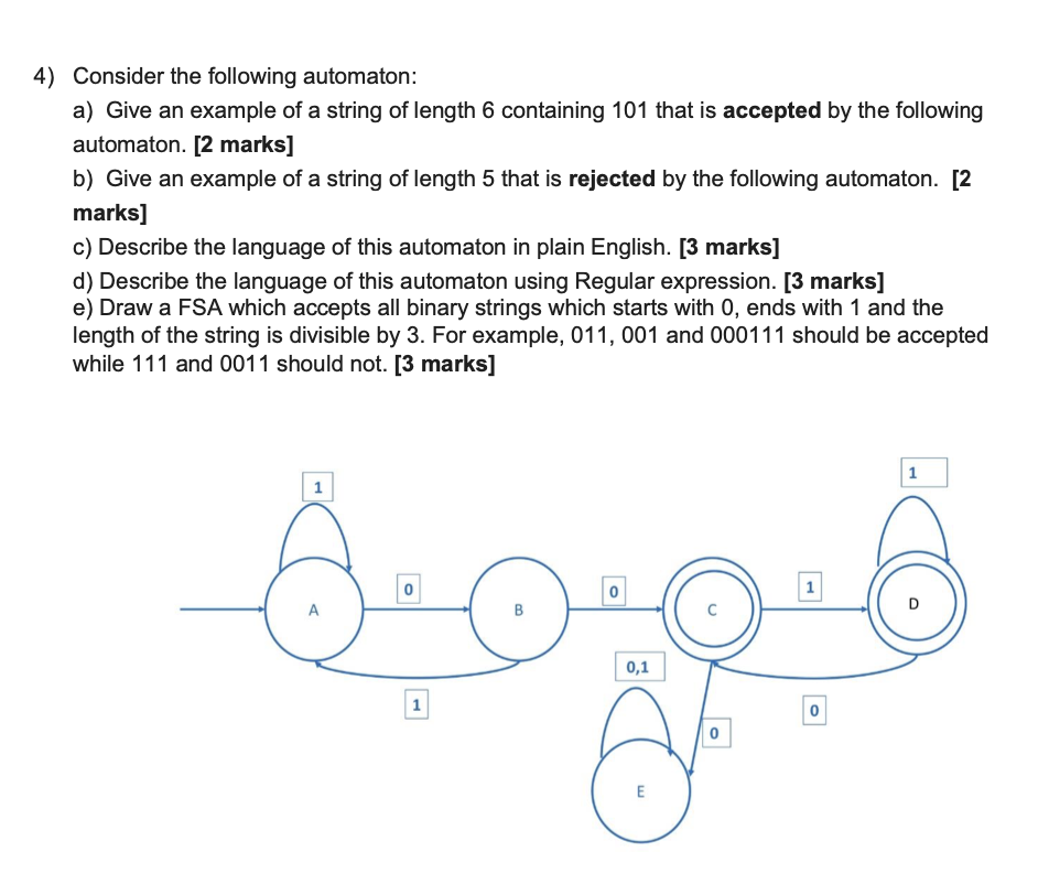 Solved 4) Consider the following automaton: a) Give an | Chegg.com