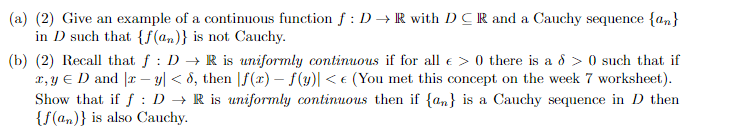Solved (a) (2) Give an example of a continuous function | Chegg.com