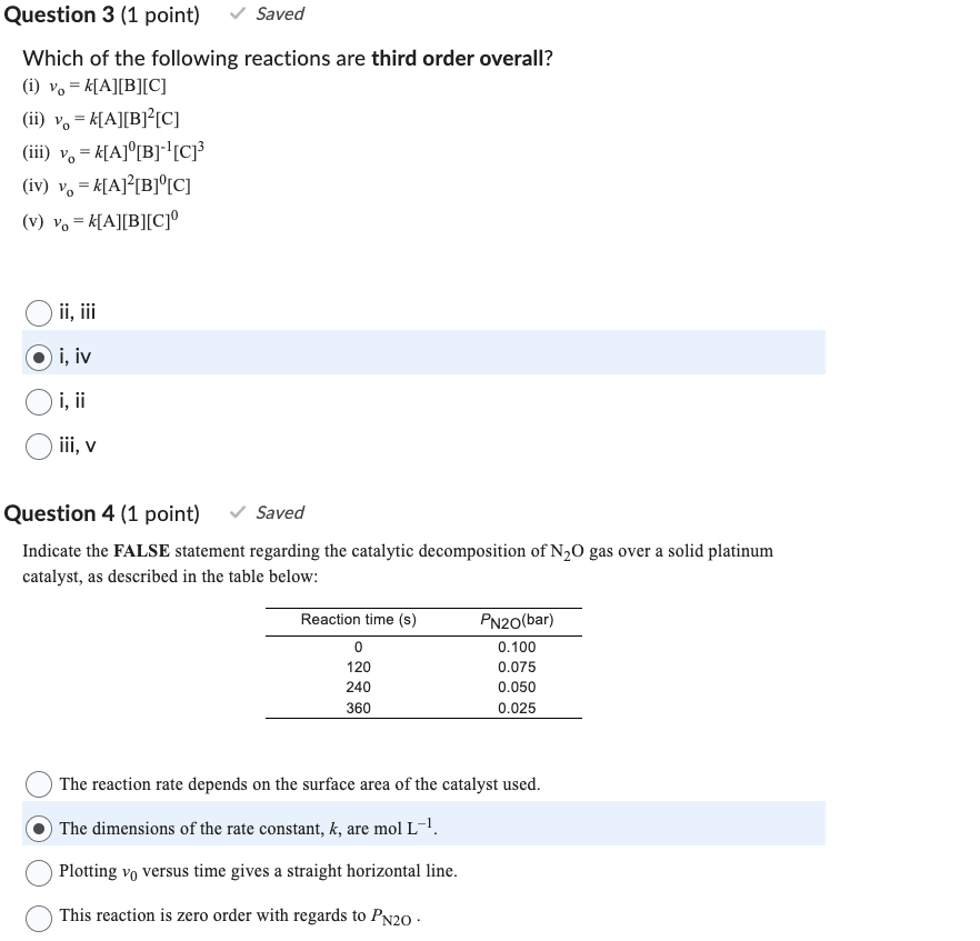 Solved Which of the following reactions are third order | Chegg.com