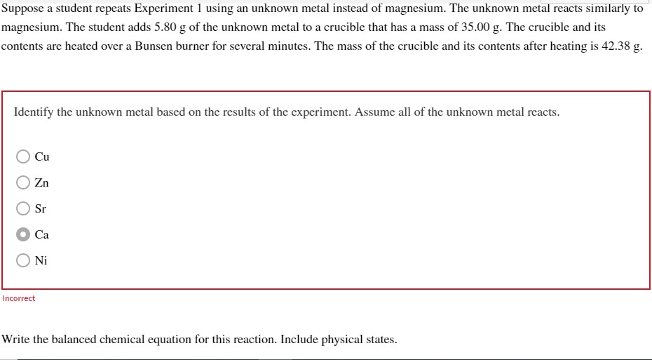 Solved Suppose a student repeats Experiment 1 using an | Chegg.com
