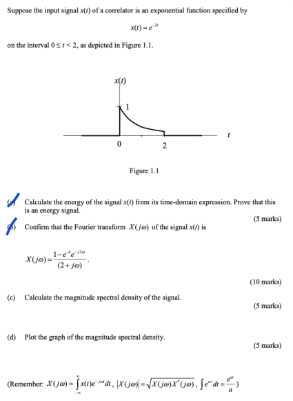 Solved Suppose the input signal x(1) of a correlator is an | Chegg.com
