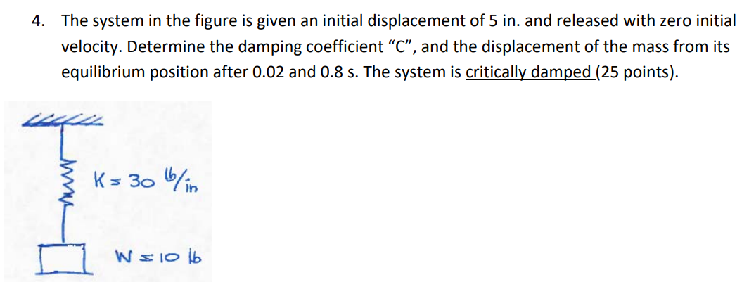 Solved 4. The system in the figure is given an initial | Chegg.com