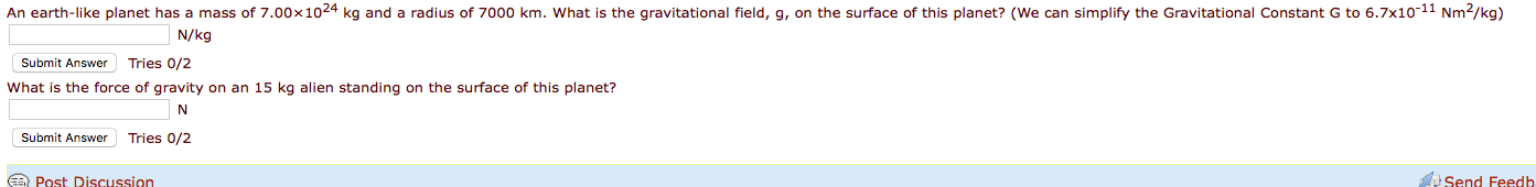 Solved An earth-like planet has a mass of 7.00x1024 kg and a | Chegg.com