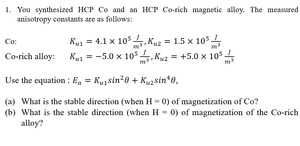 Solved You synthesized HCPCo and an HCP Co-rich magnetic | Chegg.com