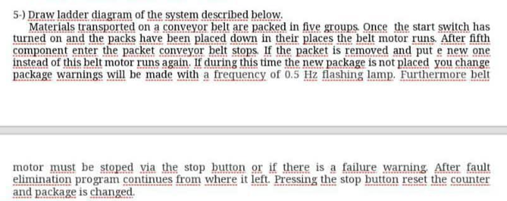 Solved 5.) Draw ladder diagram of the system described | Chegg.com