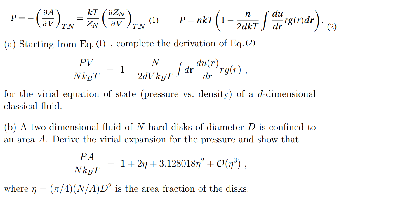 KT aZN n du P= (), v= ET CEN) G(1-2 ) 34 s ( P=nkt ZN | Chegg.com