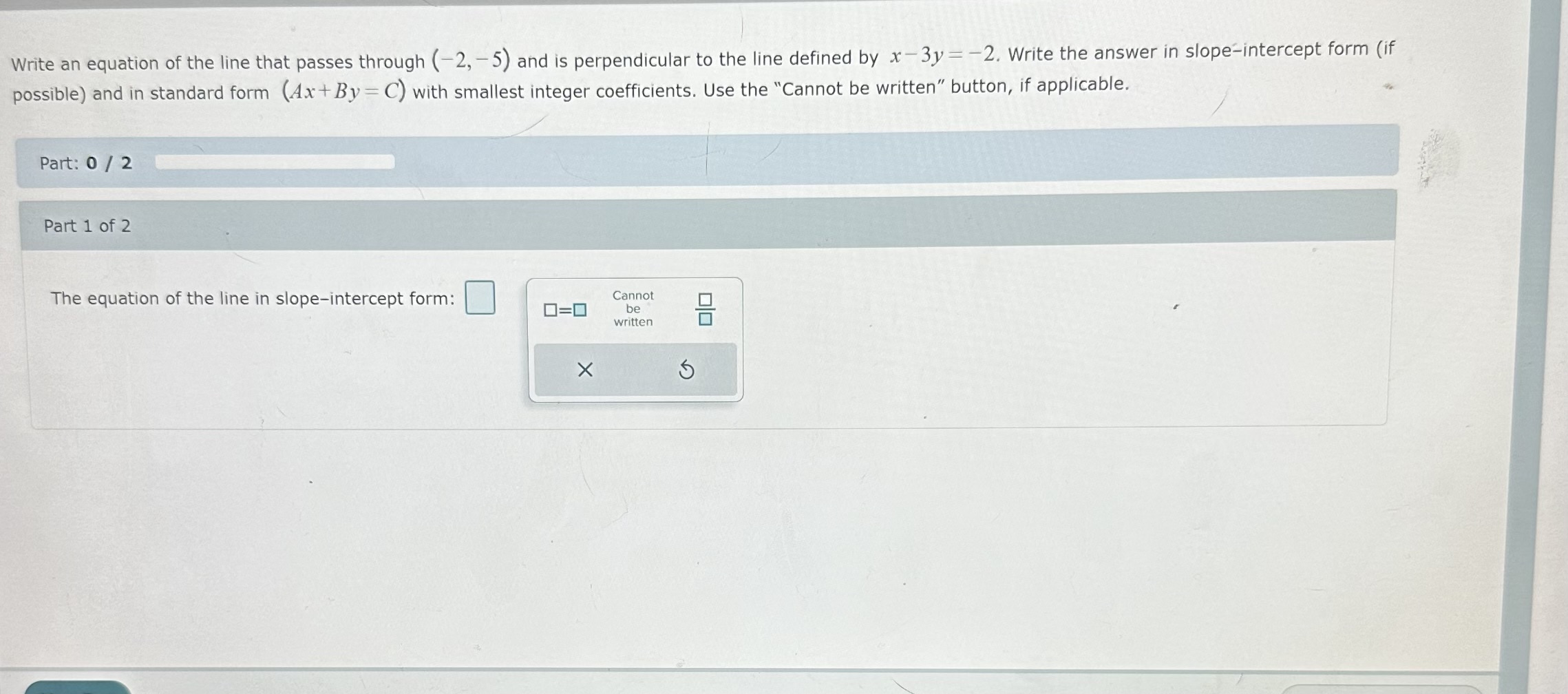 Solved Write an equation of the line that passes through | Chegg.com