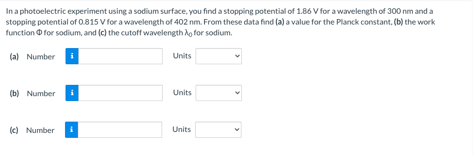 Solved In a photoelectric experiment using a sodium surface, | Chegg.com