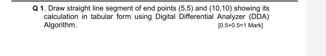 Solved Q 1. Draw straight line segment of end points (5,5) | Chegg.com