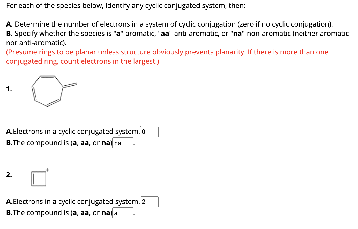 Solved For each of the species below, identify any cyclic | Chegg.com