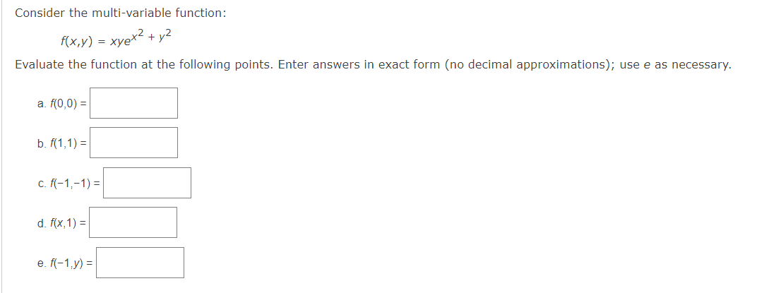Solved Consider The Multi Variable Function Fxy 