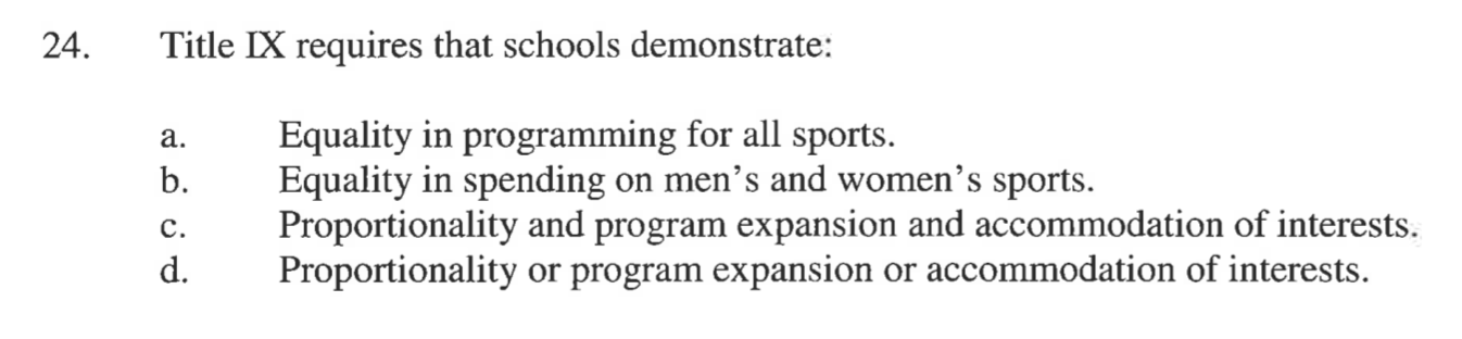 Solved 24. Title IX requires that schools demonstrate: a. b. | Chegg.com