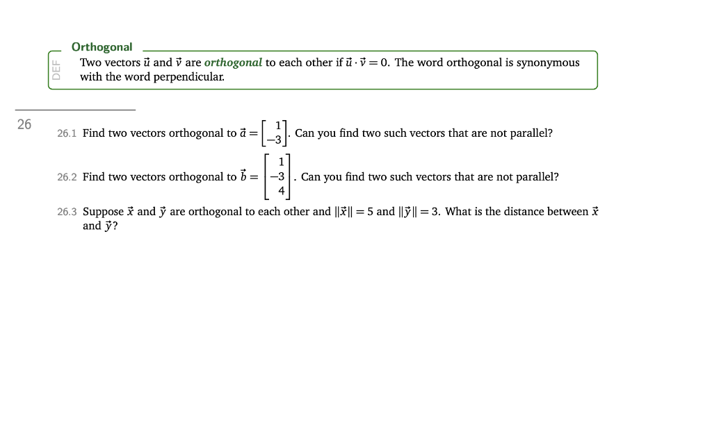 Solved Two vectors u and v are orthogonal to each other if | Chegg.com