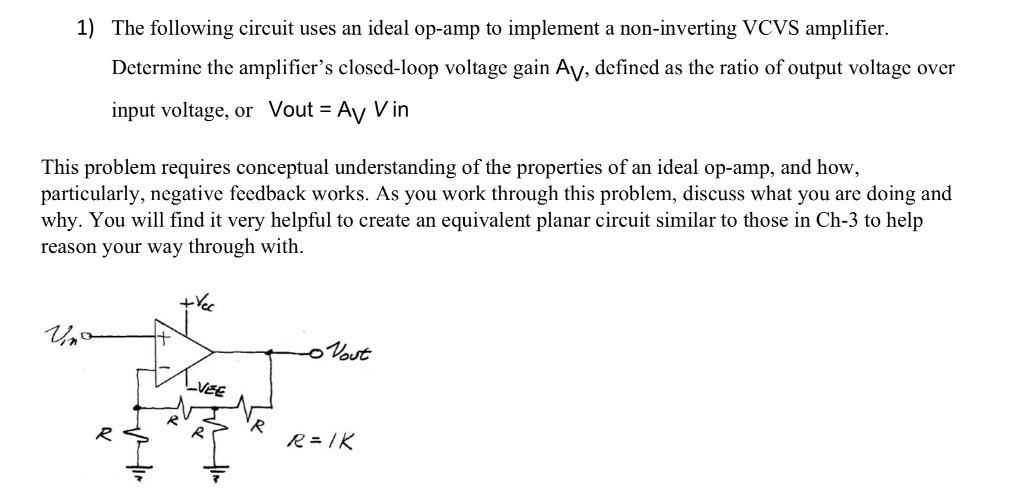 Solved 1) The following circuit uses an ideal op-amp to | Chegg.com