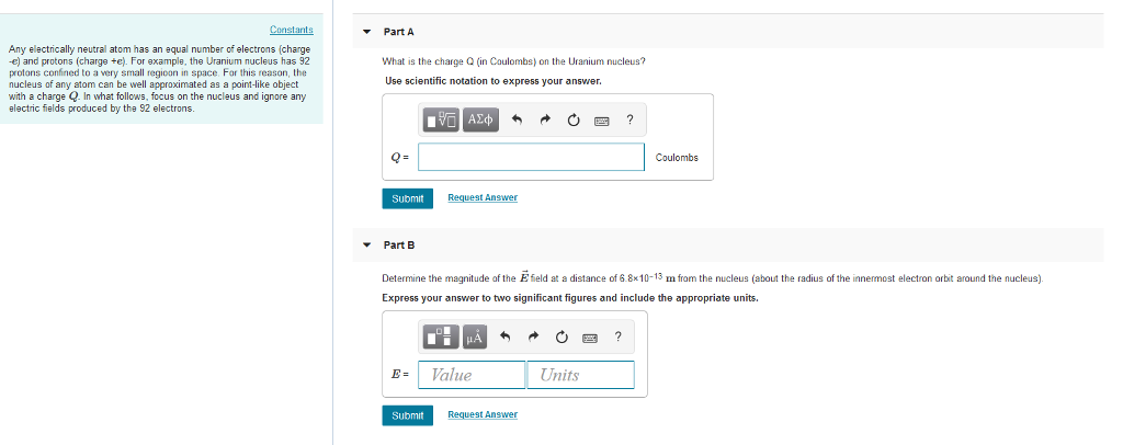 Solved Constants Part A Any electrically neutral atom has an | Chegg.com