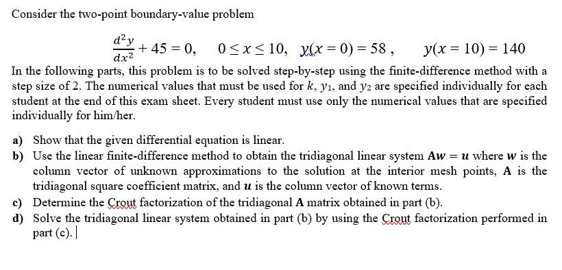 Consider the two-point boundary-value problem day + | Chegg.com