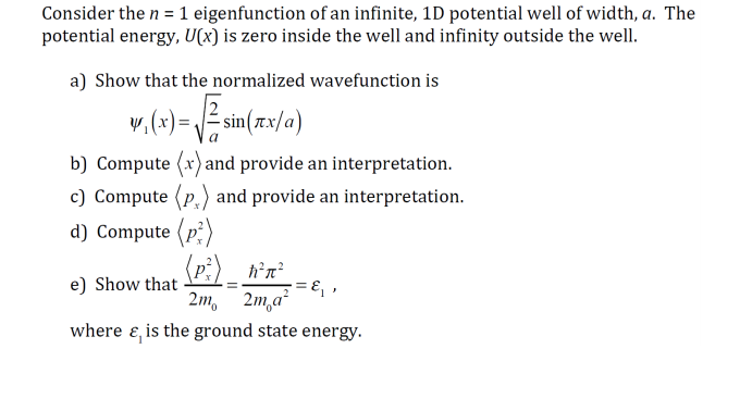 Solved Consider the n 1 eigenfunction of an infinite, 1D | Chegg.com